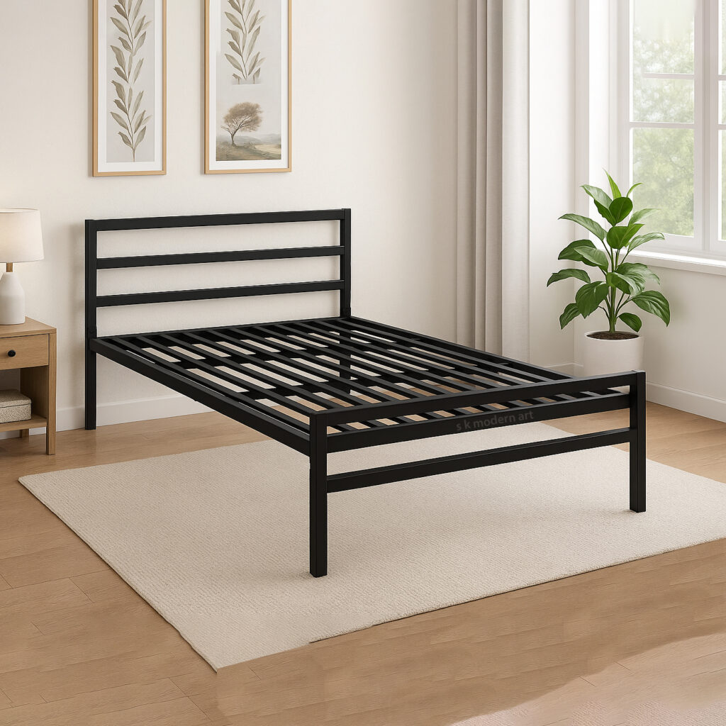 Metal Platform Bed Frame Without Mattress Black Color