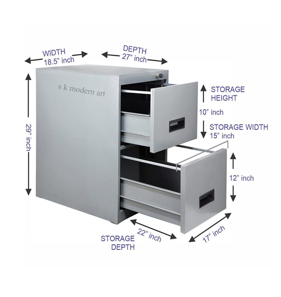 2-Drawer Metal Filing Cabinet Office Storage - s k modern art