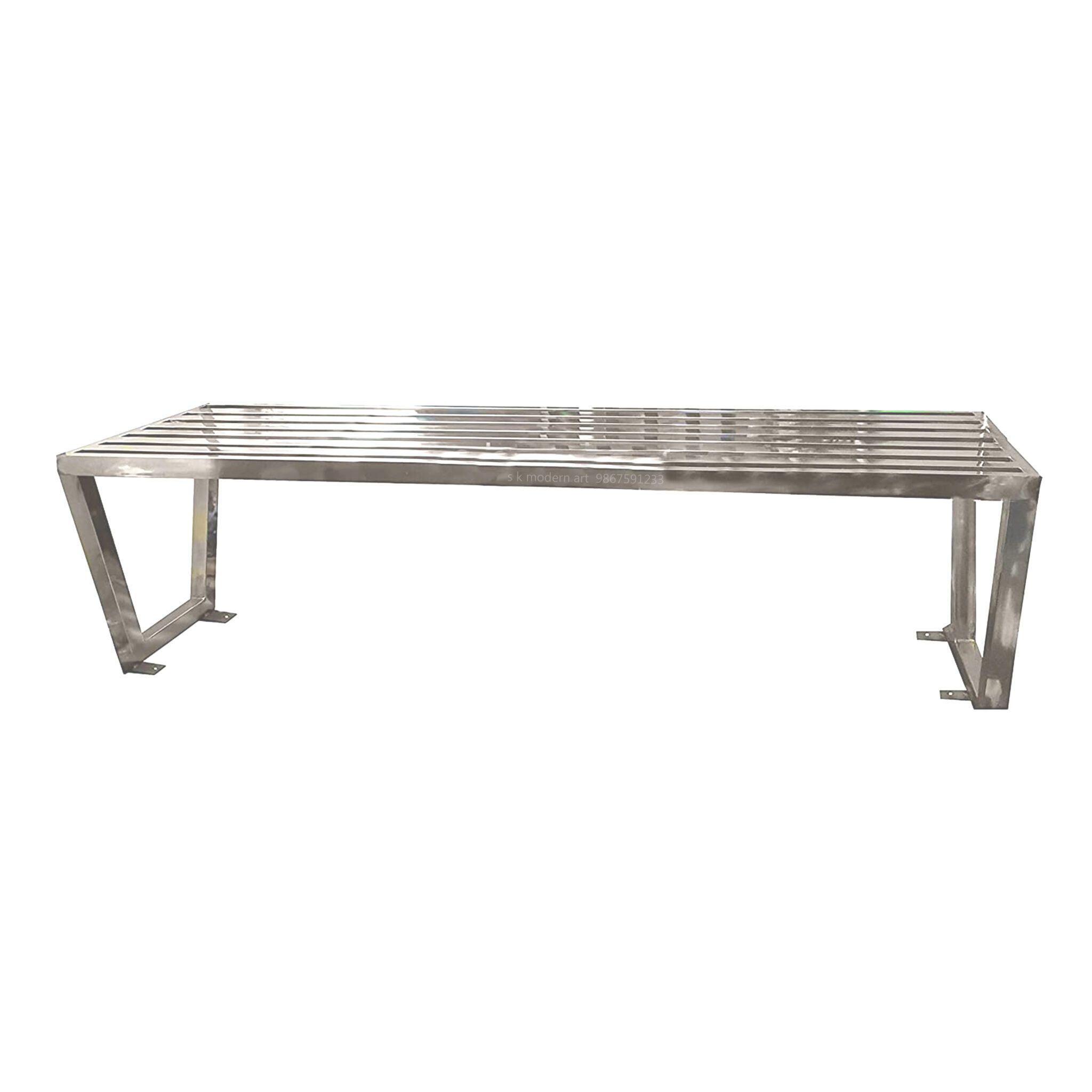 Stainless Steel Backless 3 Seater Office Visitor Bench - S K MODERN ART