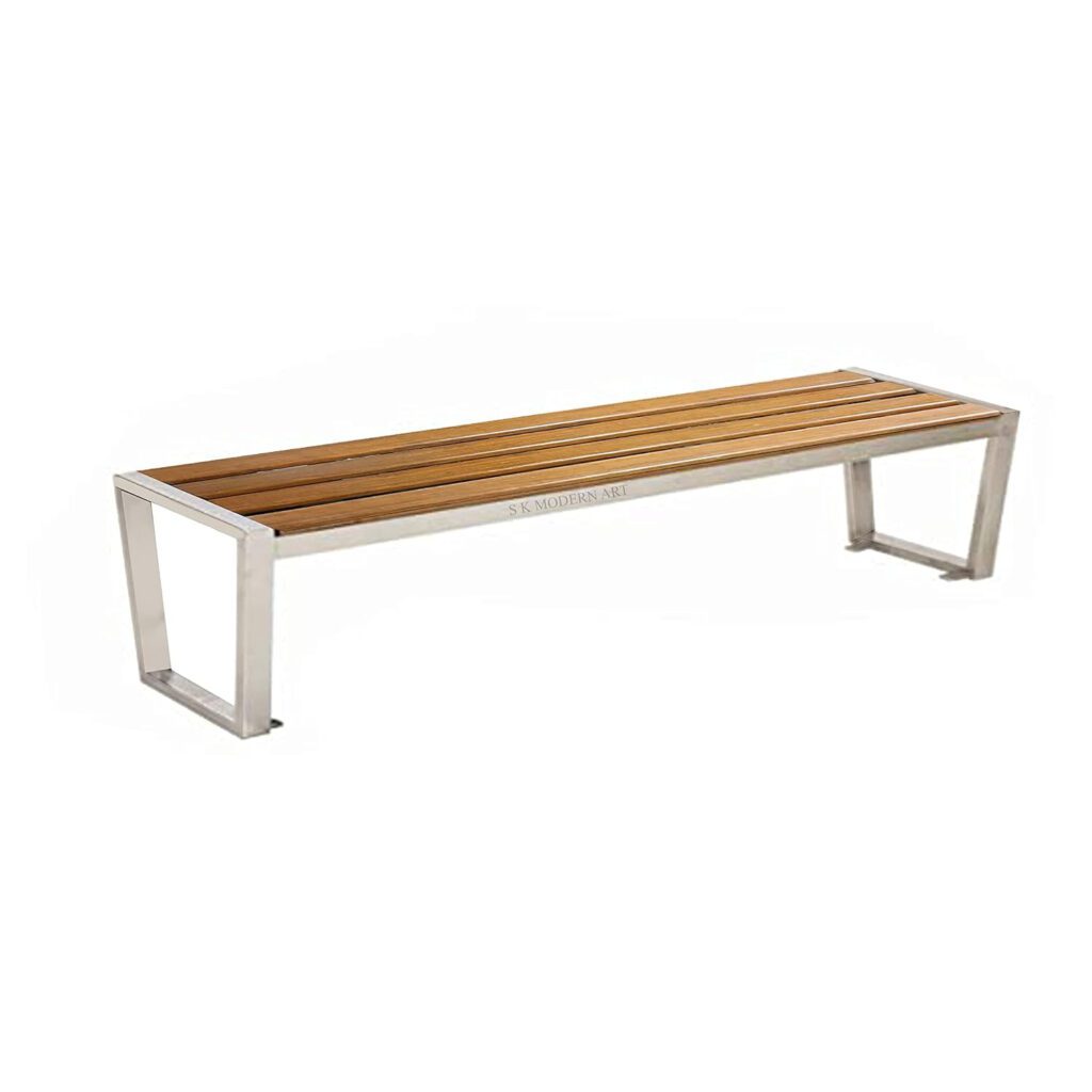 3 Seater Metal Frame Bench with FRP Fiber Strips Seat - S K MODERN ART