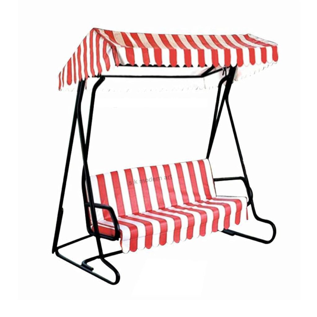 Outdoor Metal Swing for Adults with Canopy Roof and Stand