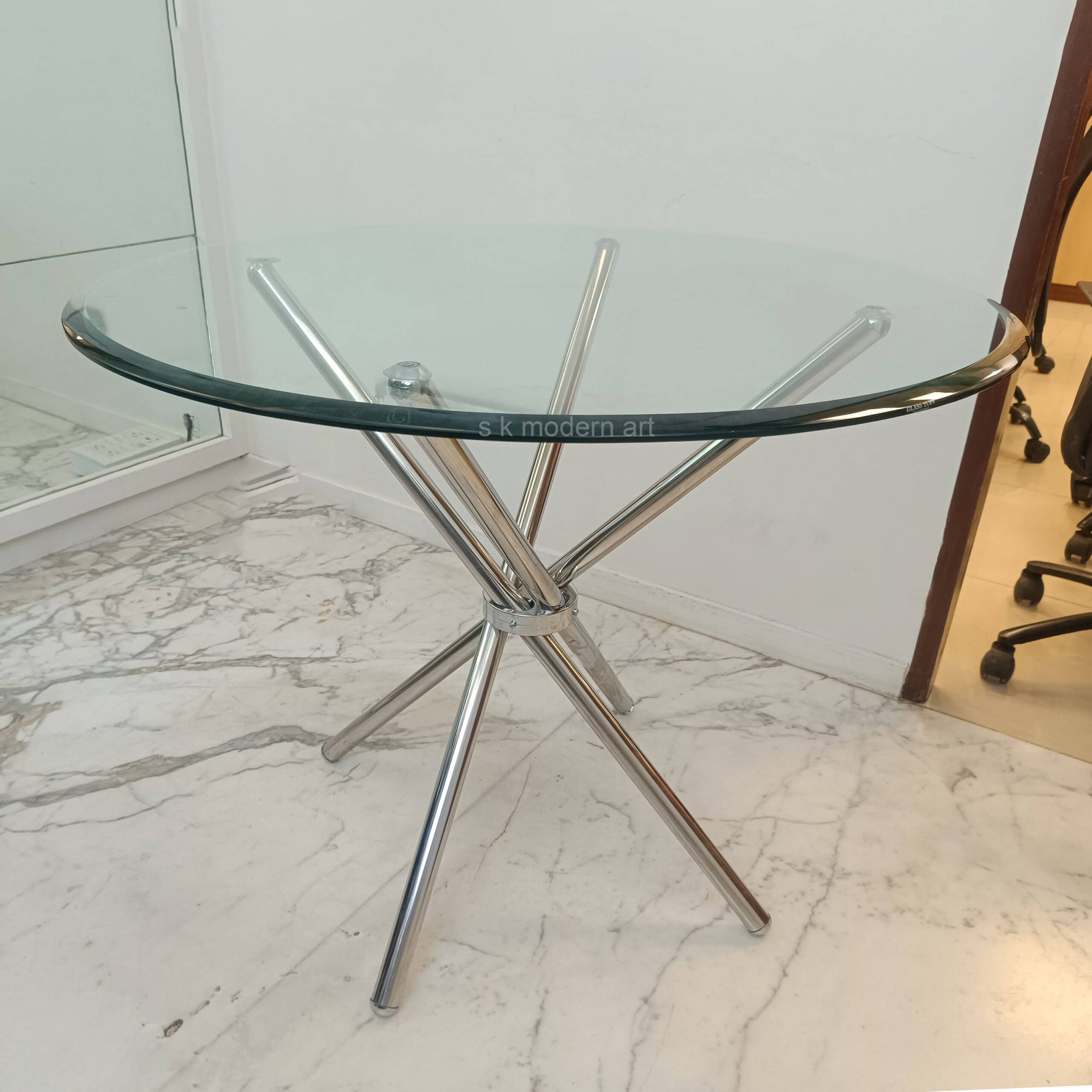 Dining Table Stainless Steel Top 12 mm Toughened Glass