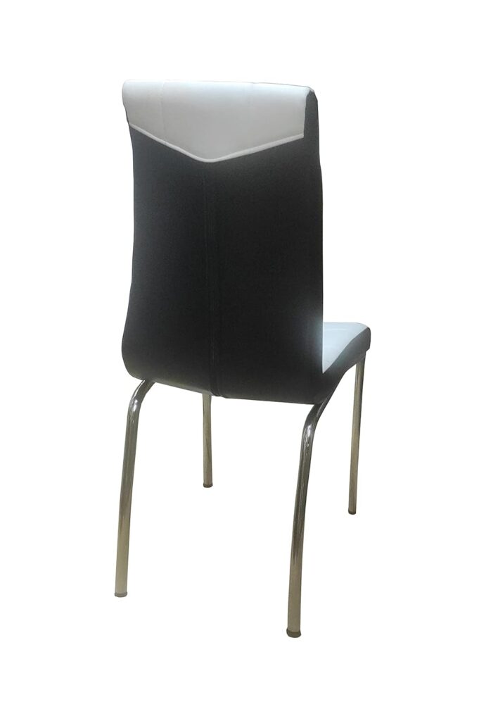 Stainless Steel Dining Chair with Rexine Cushion (White)